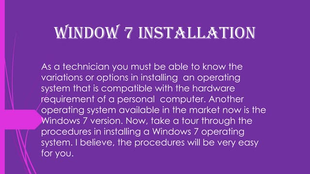 Windows 7 installation step by step | PDF