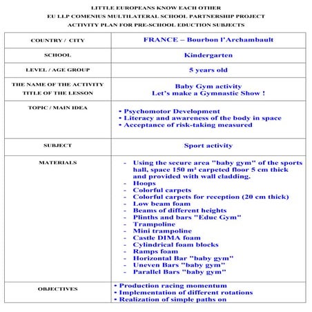 Activity plan sport show | DOC