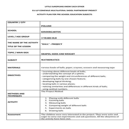 Activity plan balls | DOC