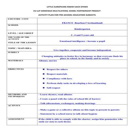 Art activity plan | PDF