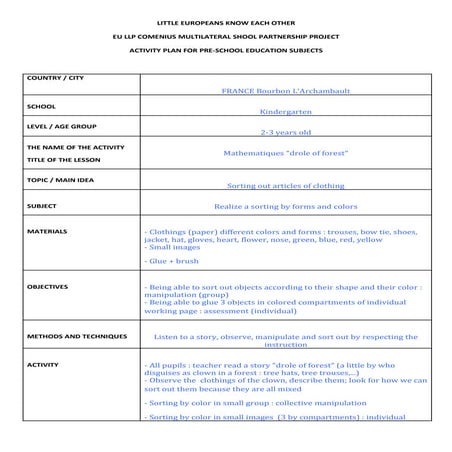 Activity plan francja | PDF