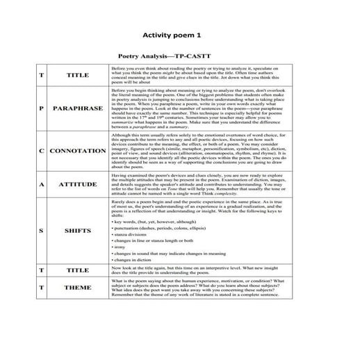 Activity poem 1 | PDF