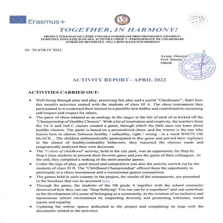 Narative Activity report Romania - april 2023 | PDF