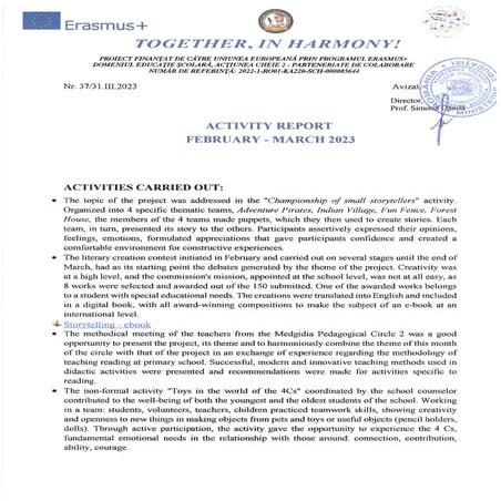 Narative Activity report Romania - february - march 2023 | PDF