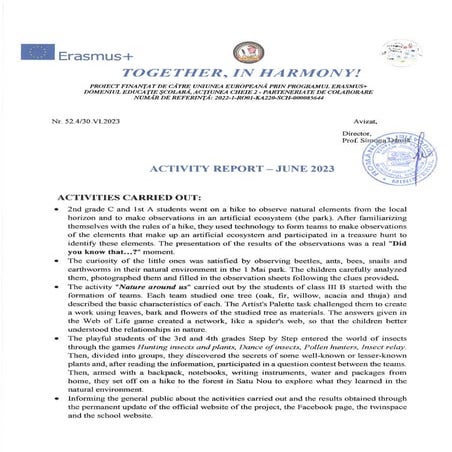 Narative Activity report Romania - june 2023 | PDF
