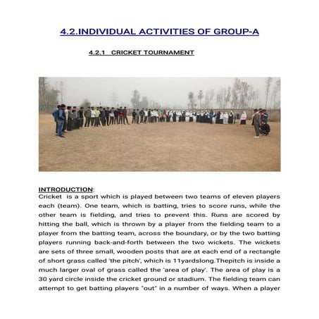 Activity report on different types of games and sports | PDF