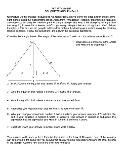 6 1 2 law of sines and cosines | PDF | Physics | Science