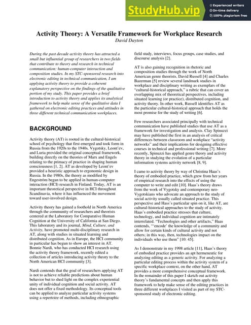 Introduction to Activity Theory in HCI | PPT