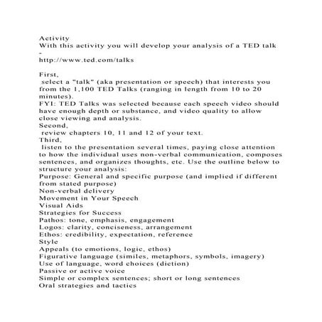 ActivityWith this activity you will develop your analysis of a TED.docx