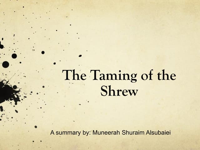 Induction & act i of the taming of the shrew by dr. fawzia aseel