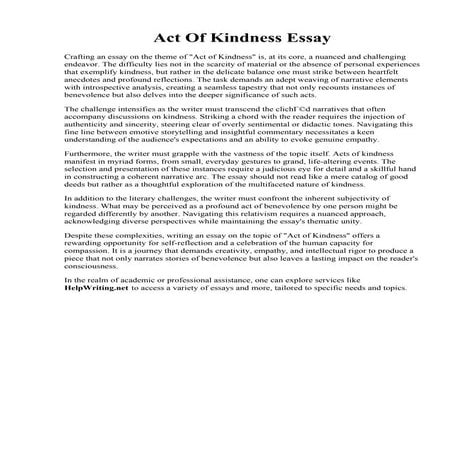 Act Of Kindness Essay | PDF