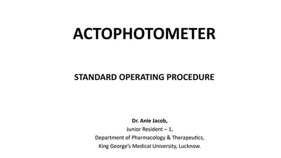 Expt 11 Effect of drugs on locomotor activity using actophotometer | PPTX