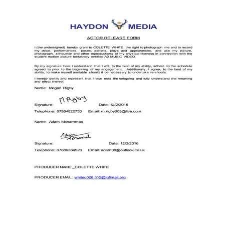 Actor release | DOCX