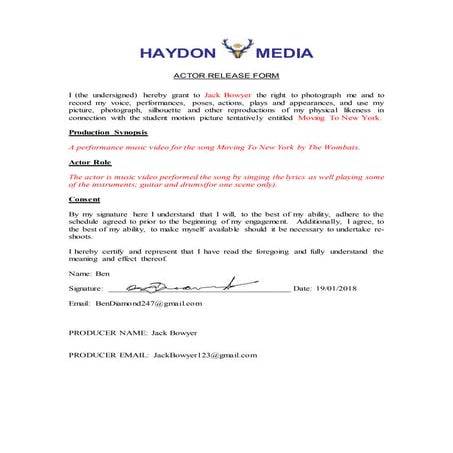 Actor release | DOCX | Musicals | Genres