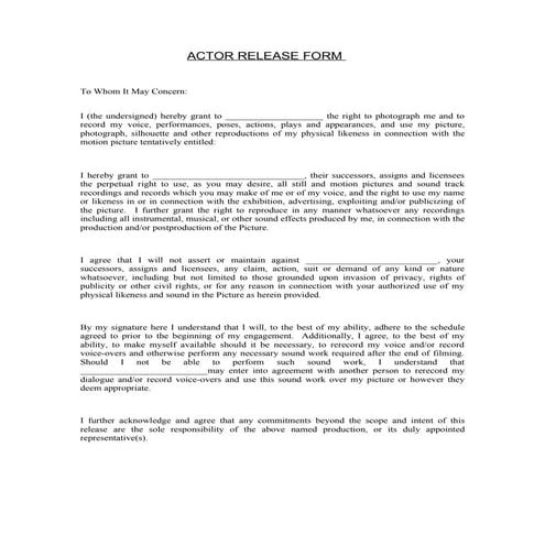 Actor release form2 | DOC