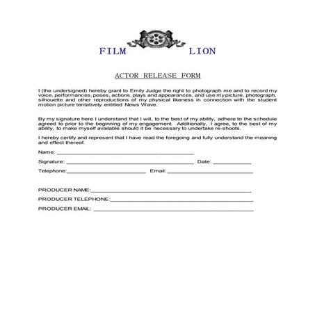 Actor releases | DOCX