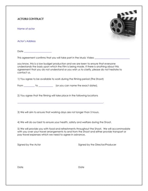Official Contract For Actors | PDF
