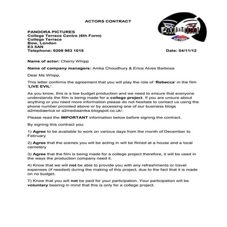 Actors contract | DOCX
