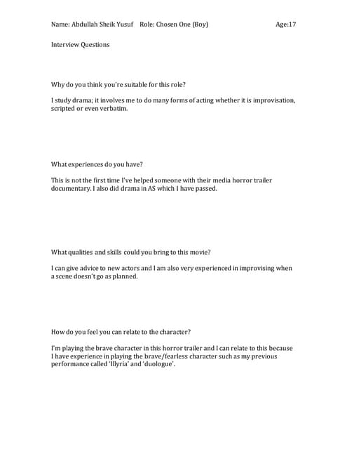 Actors interview questions | PDF