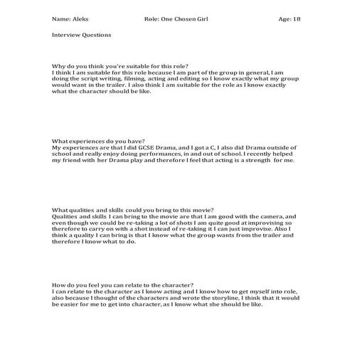 Actors interview questions abdullah | DOCX