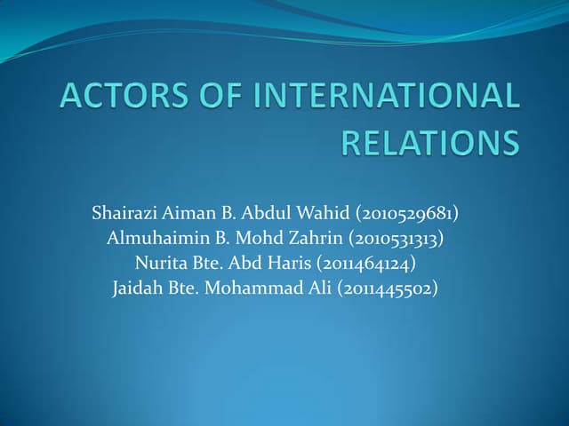 Difference State Actors and Non state Actors | PDF