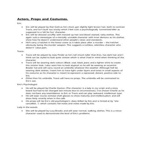 Actors, props and costume | PDF