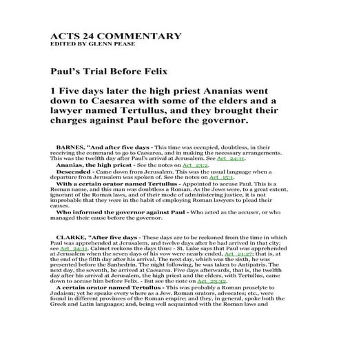 Acts 24 commentary | PDF