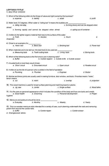 Learning Materials in TLE - First Periodical Test - TLE 9. | PDF Learning Materials in TLE - First Periodical Test - TLE 9. | PDF