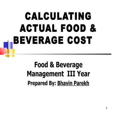Food and Beverage Cost Control | PPT