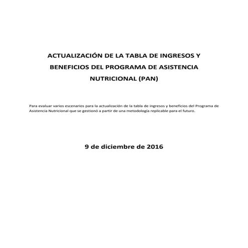 Actualizacion de las Tablas del Pan, 2016 | PDF