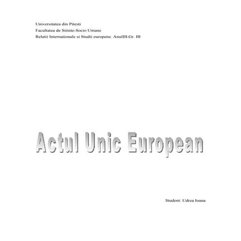 Actul unic european final | DOC