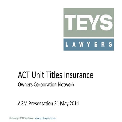 Act unit titles insurance presentation | PPT