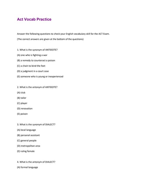 Psat Vocabulary List 2022 | PDF