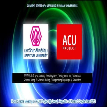CURRENT STATES OF e-LEARNING IN ASEAN UNIVERSITIES: Sripatum University ...