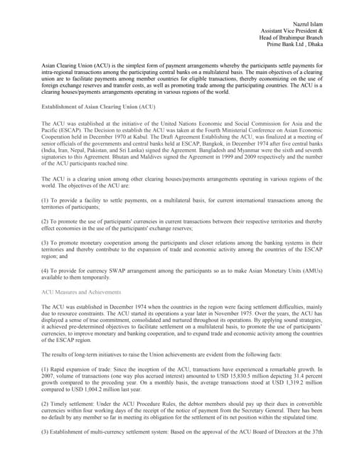 Asian Clearing Union | PPTX | Currencies | Economy