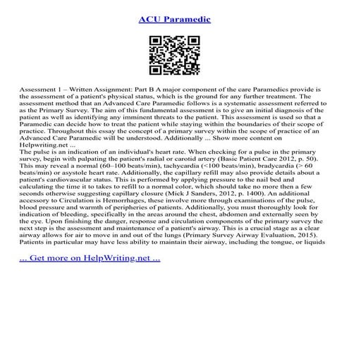 ACU Paramedic | PDF | First Aid | Injuries