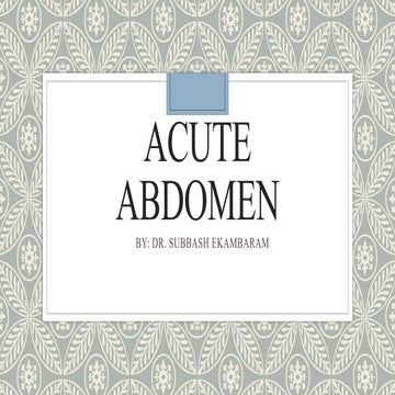 Acute Abdomen Slides Presentation Abdomen Ppt