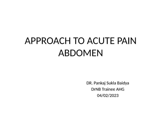 Approach to abdominal pain | PDF