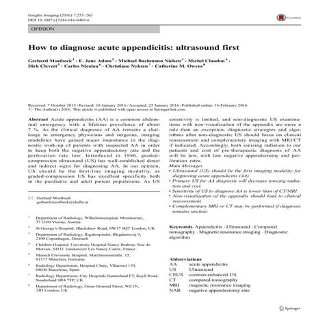 Ultrasound Diagnosis Of Appendicitis | PDF