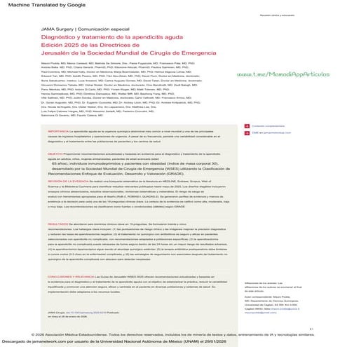2025 WSES Jerusalem Guidelines for Acute Appendicitis Diagnosis and ...
