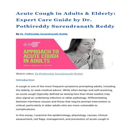 Acute Cough in Adults & Elderly - by Dr.Pothireddy Surednranath Reddy ...