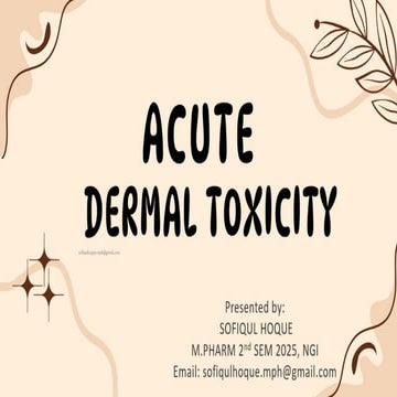 Acute Dermal Toxicity (Dermal Toxicity Screening guideline OECD-402) | PPTX