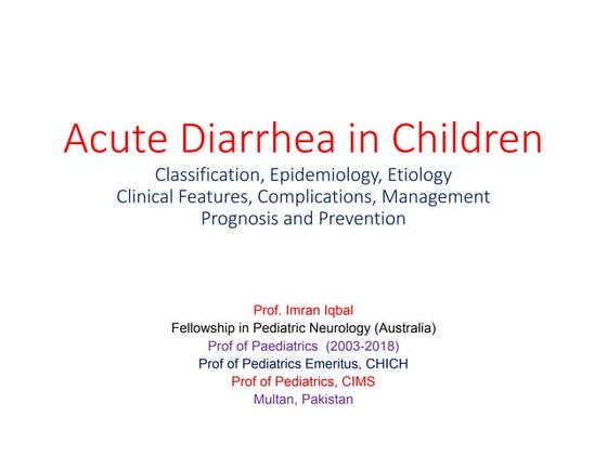 INTEGRATED MANAGEMENT OF CHILD DIARRHOEA | PPTX