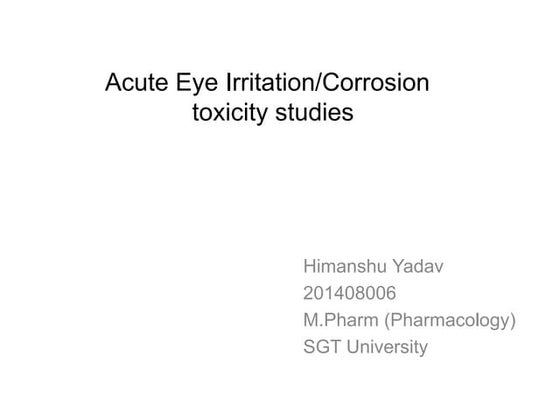 Acute eye irritation/corrosion- 405 | PPT