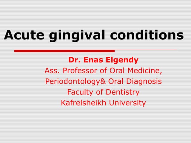 Necrotizing ulcerative gingivitis | PPTX | Dental Health | Diseases and ...