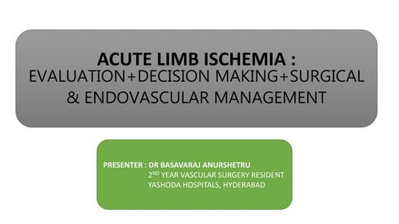 acute limb ischemia - ESVS 2020 guideline | PPTX