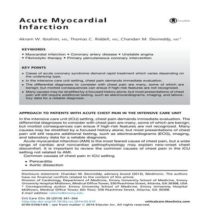 Acute myocardial infarction critical care cardiology | PDF