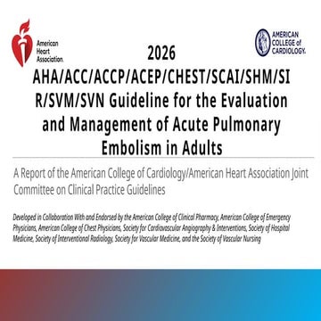 2026 AHA/ACC Guideline for Acute Pulmonary Embolism Management in ...