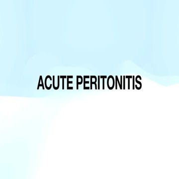 Acute peritonitis general surgery in medicine | PDF