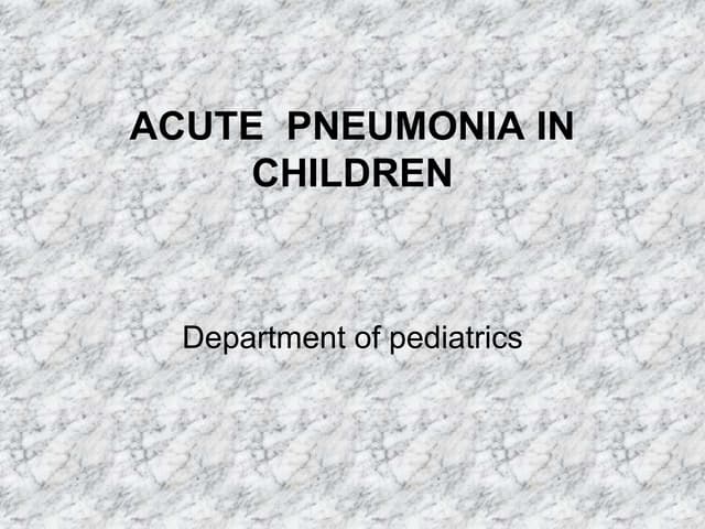 Pneumonia in children | PPTX | Infectious Diseases | Diseases and ...